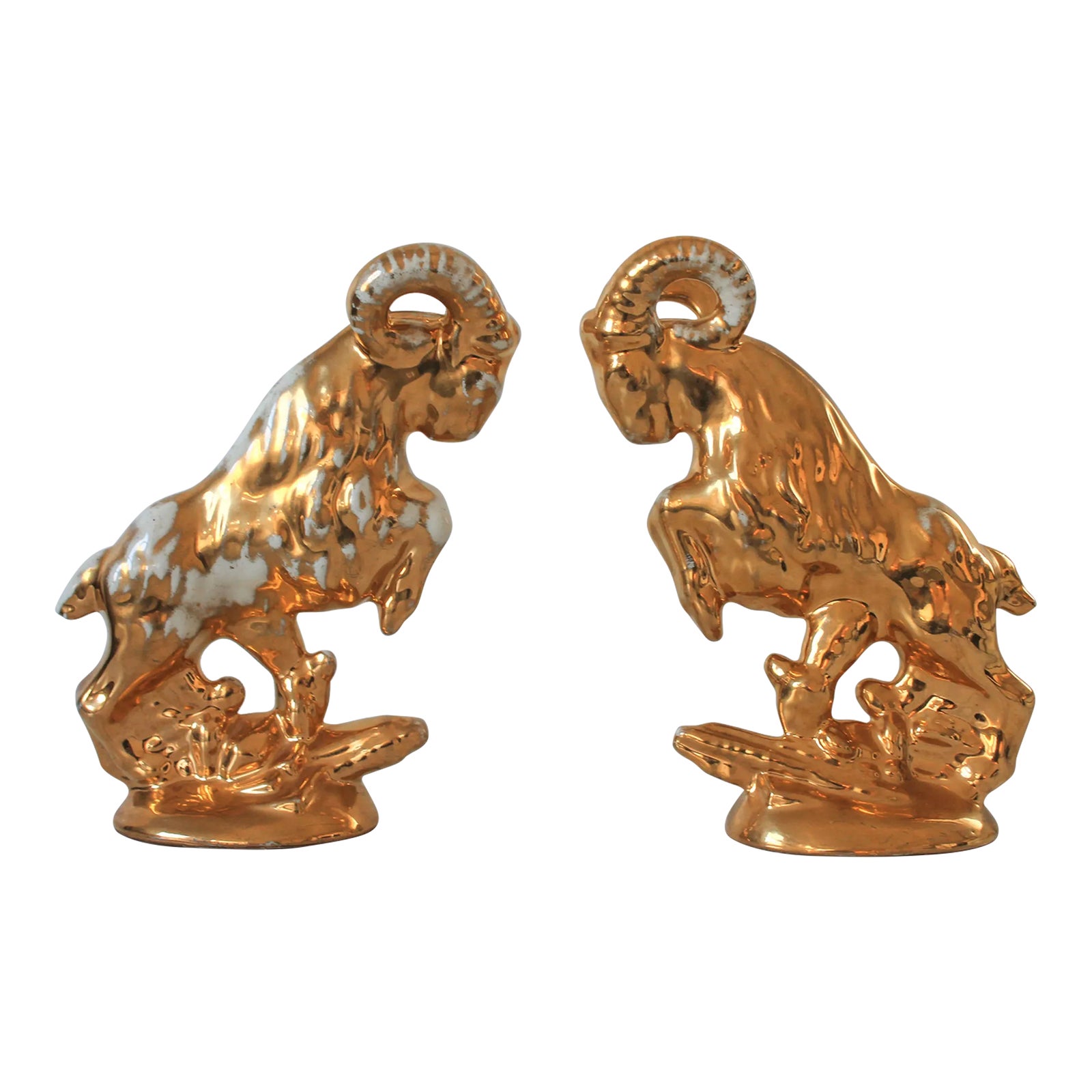 Vintage Decorative Ram Bookends | Chairish