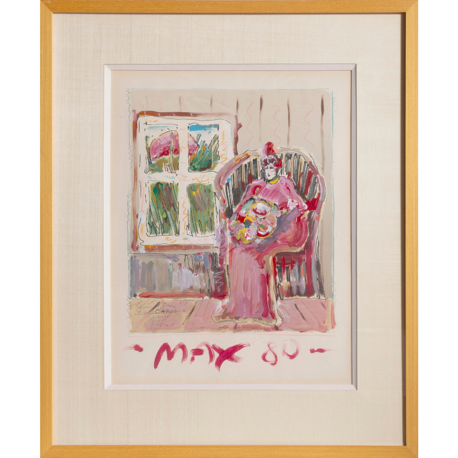 Peter Max, Woman Seated, Lithograph With Hand-Painting | Chairish