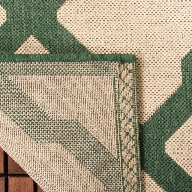 Coastal Indoor Outdoor Rug Cream & Green 8'6"x12' | Chairish