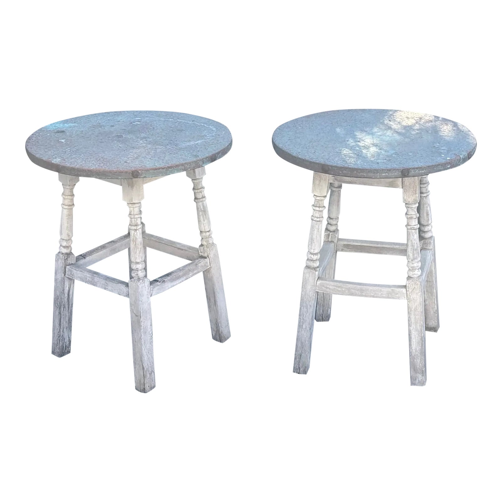 Gorgeous Copper Topped Side Tables | Chairish