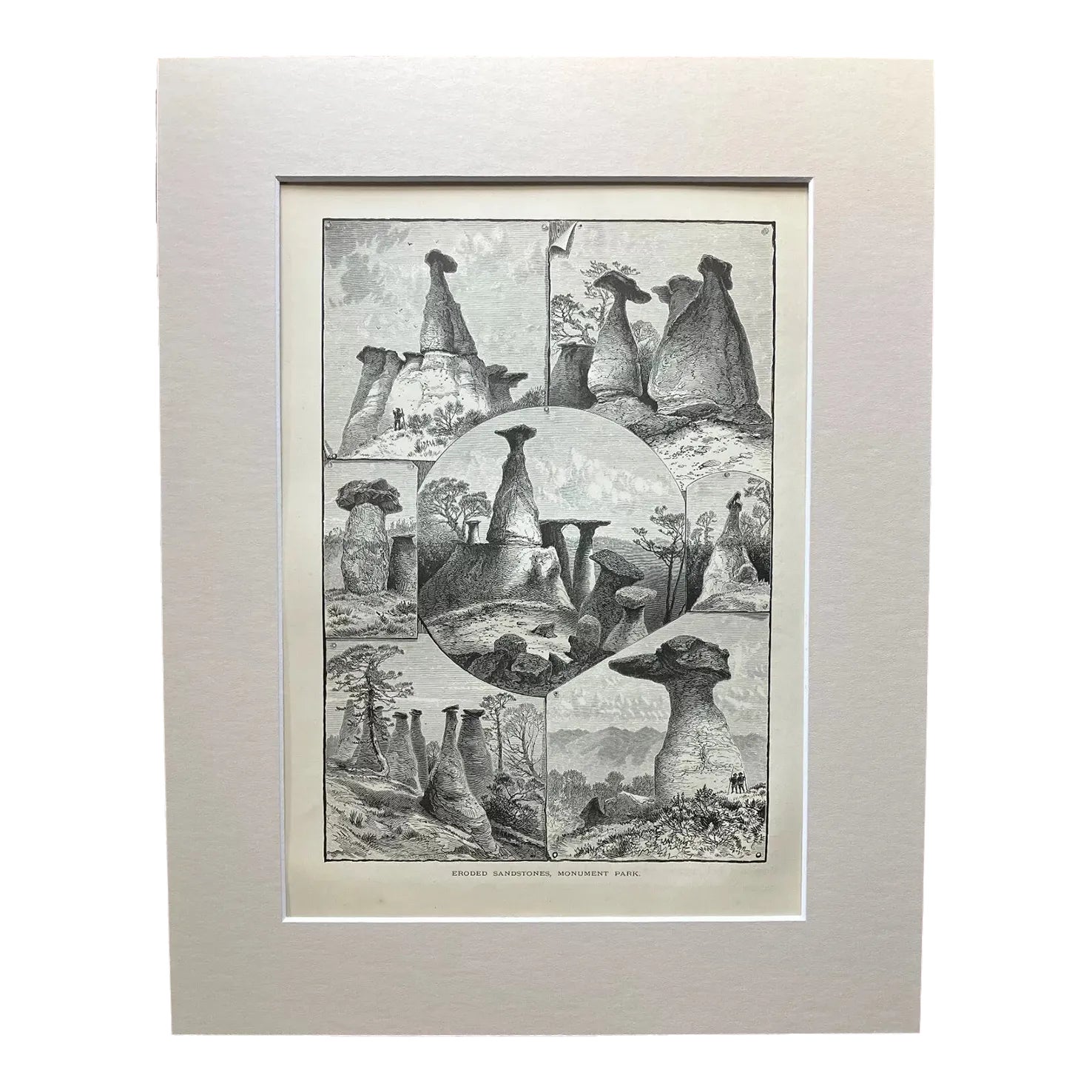 Antique 1874 Wood Engraving, "Eroded Sandstones, Monument Park" CO in ...