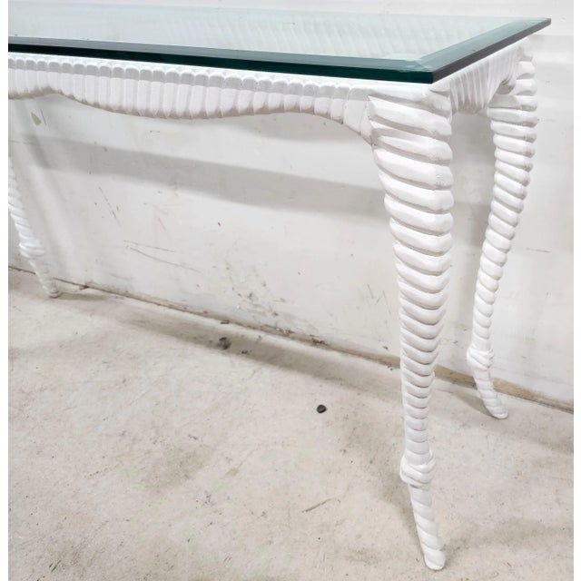 Italian Glass Console Solid Wood Faux Rope | Chairish