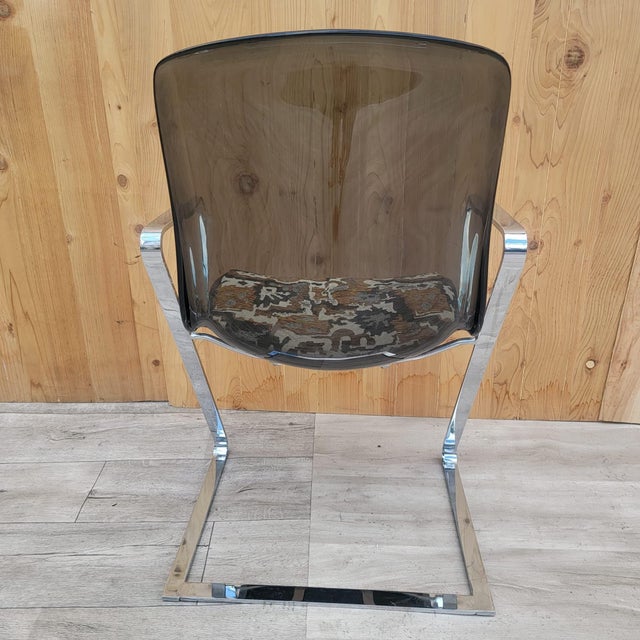 Mid Century Modern Chromcraft Style Tinted Lucite Chrome Flat Bar Chair ...