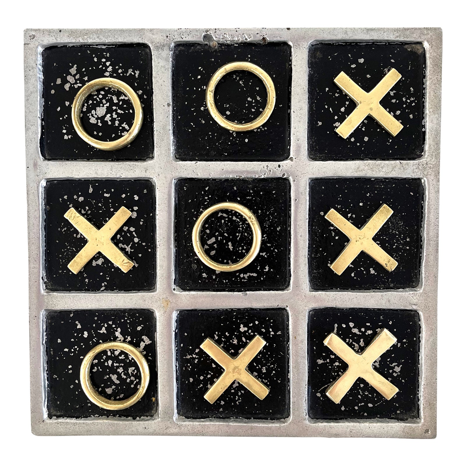 Vintage Brass and Pewter Tic Tac Toe Set | Chairish