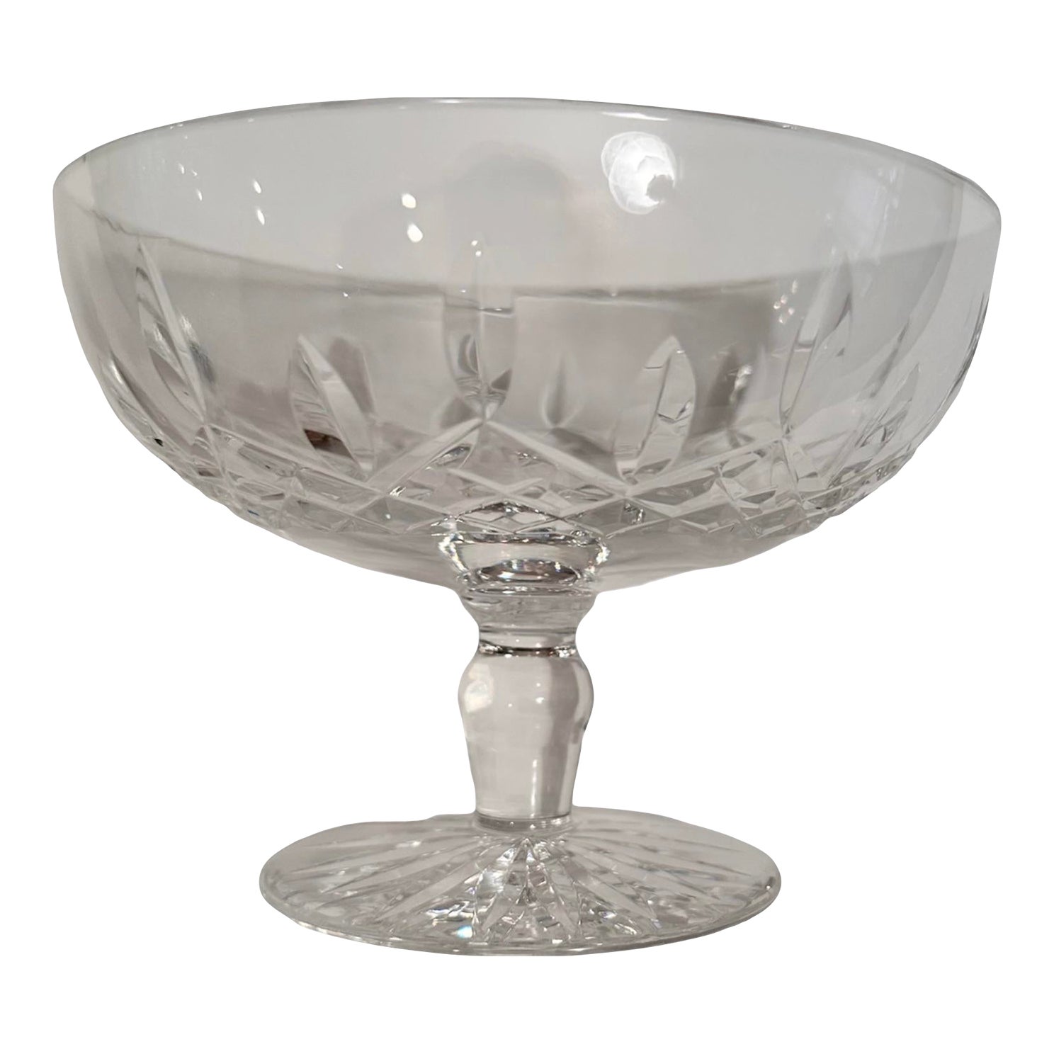 1980s Lismore Waterford Round Compote Pedestal Dish Ireland | Chairish