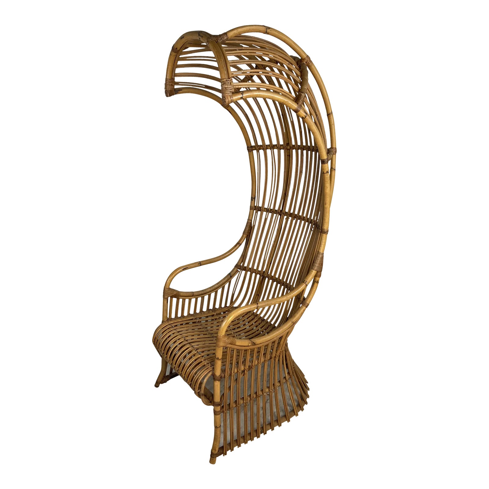 Vintage Rattan Hooded Chair | Chairish