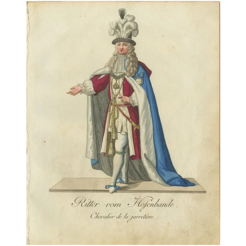 Schwan, Knight of the Garte, 18th Century, Hand-Colored Engraving ...