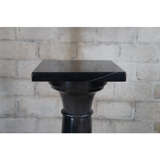 Mid 20th Century Neoclassical Black Marble Column Pillar Pedestal ...