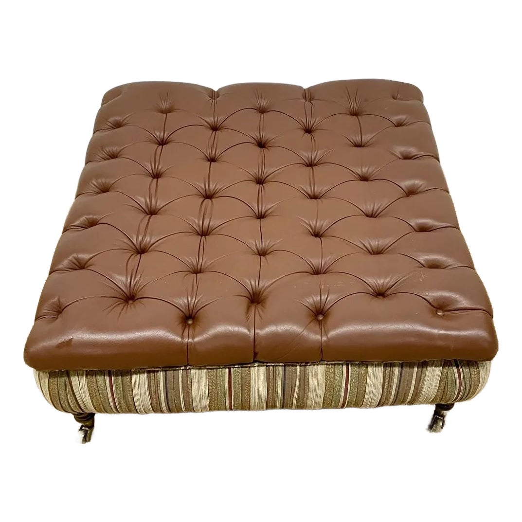 English Regency Style Tufted Ottoman | Chairish