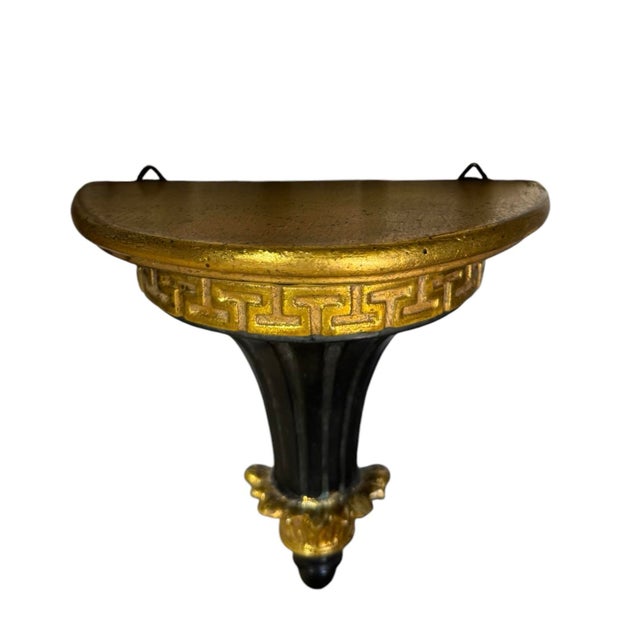 Pair of 1950s Carved Hollywood Regency Greek Key Wall Brackets | Chairish