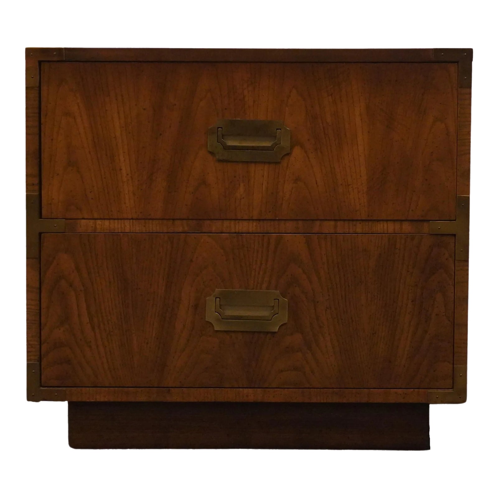 Dixie Furniture Walnut Italian Campaign Style 24" Two Drawer Nightstand ...