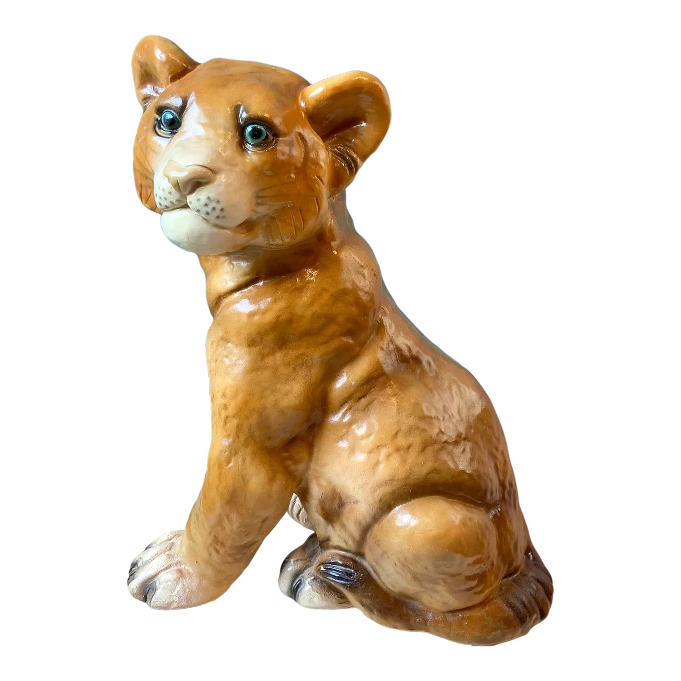 1970’s Chalkware Lion Cub Statue | Chairish