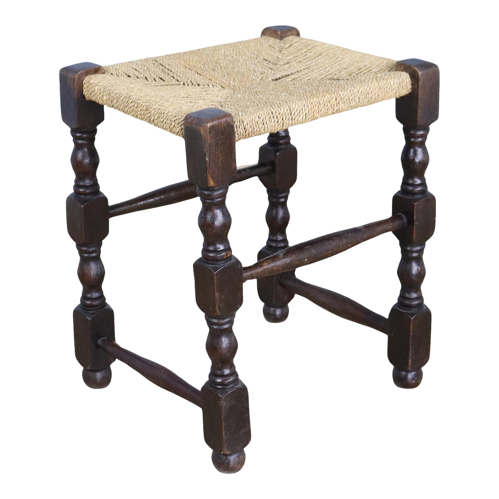 Antique Dark Oak String Stool | Chairish