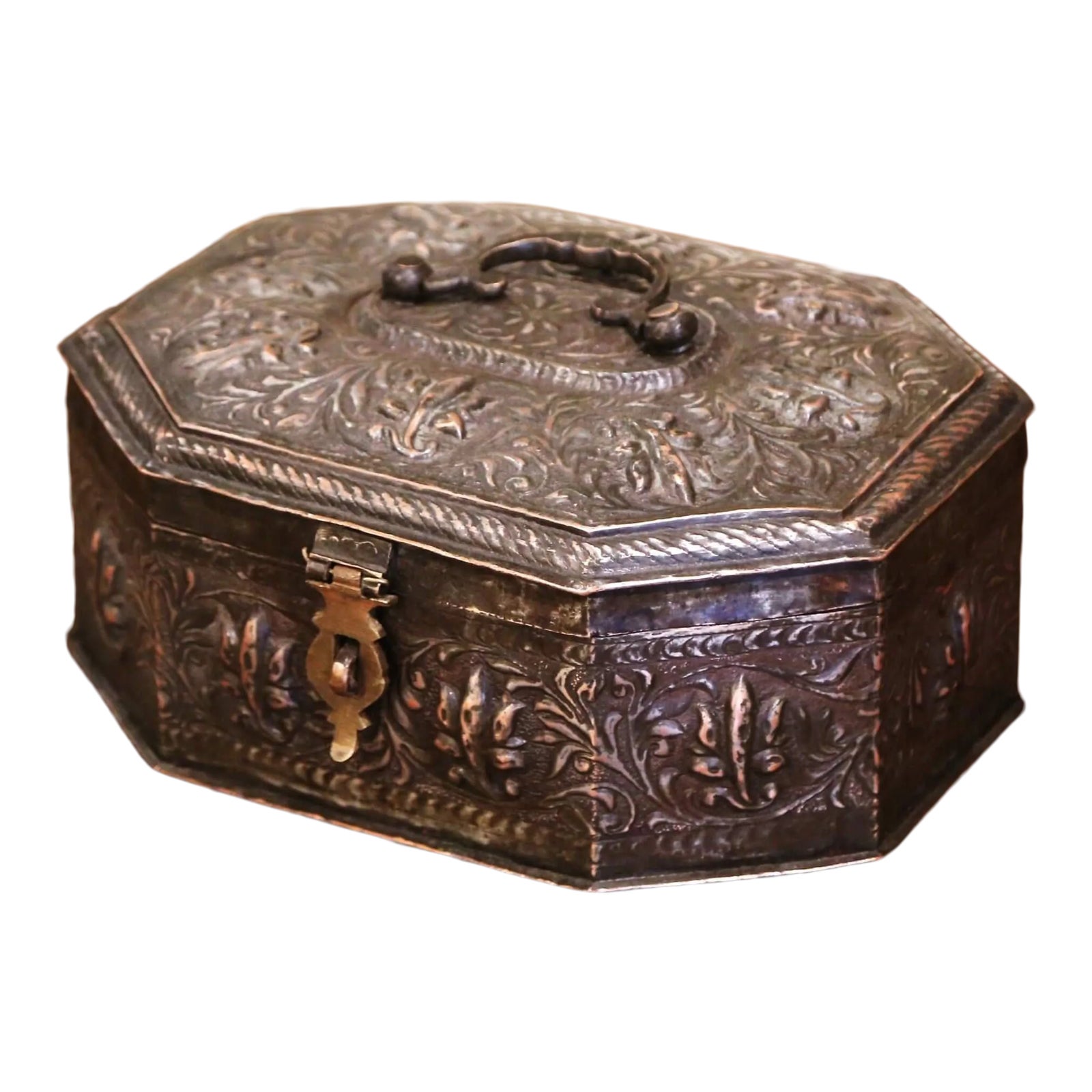 19th Century French Repousse Silvered Metal Spice or Jewelry Box | Chairish