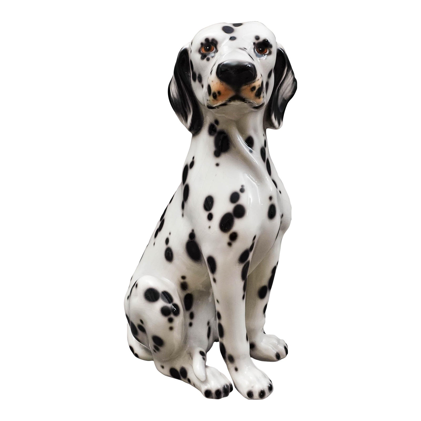 Vintage MCM Italian Glazed Ceramic Pottery Dalmation Dog Sculpture 15 1 ...