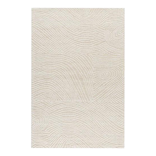 Hand Tufted Abstract Ivory Wool Rug - 8x10 | Chairish