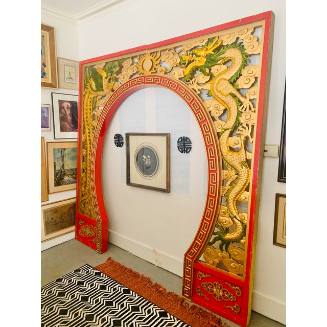 Pair of Wood Carved Chinese Restaurant Entry Arch, Circa 1940s | Chairish
