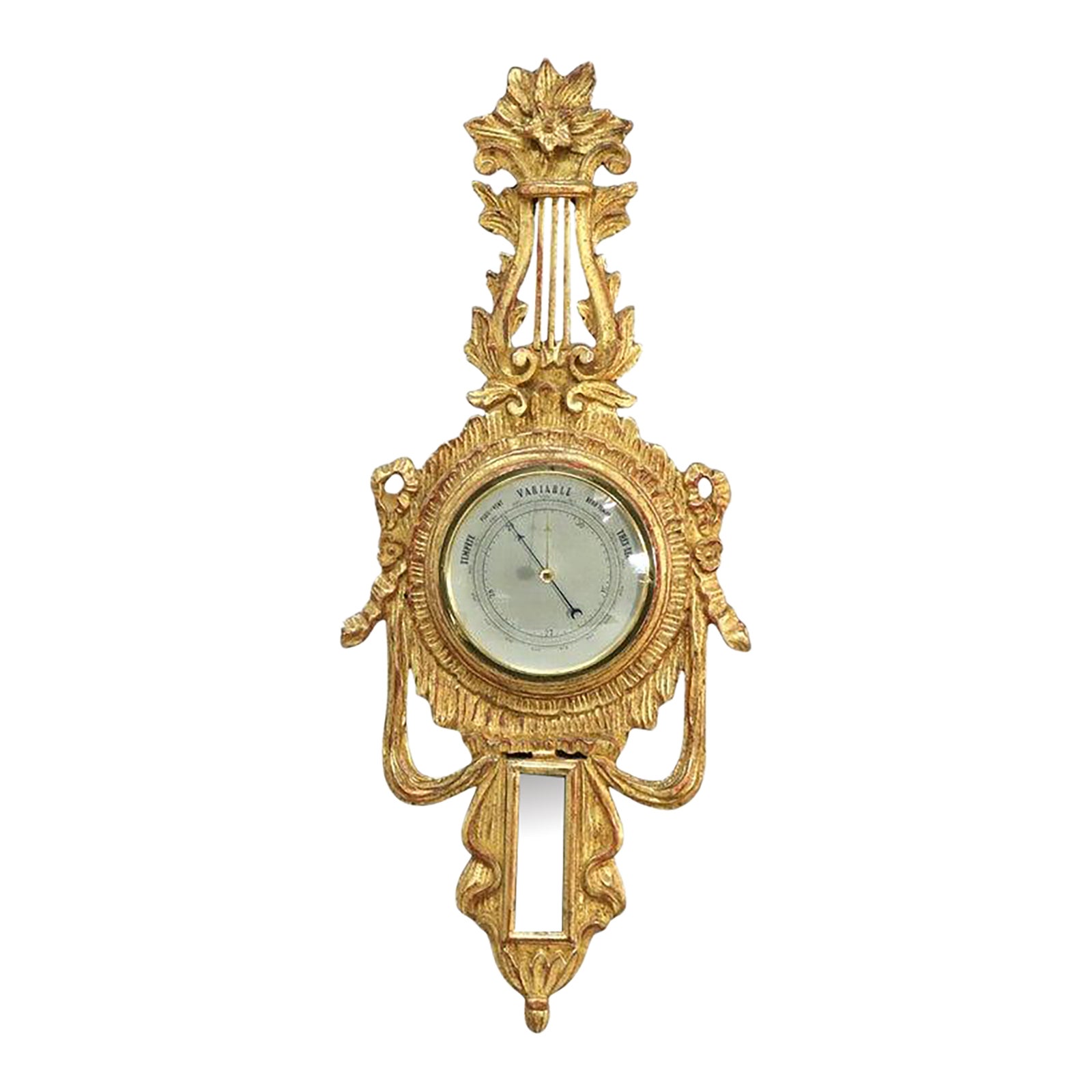 Antique French Empire Style Carved Giltwood Barometer, Signed Circa ...