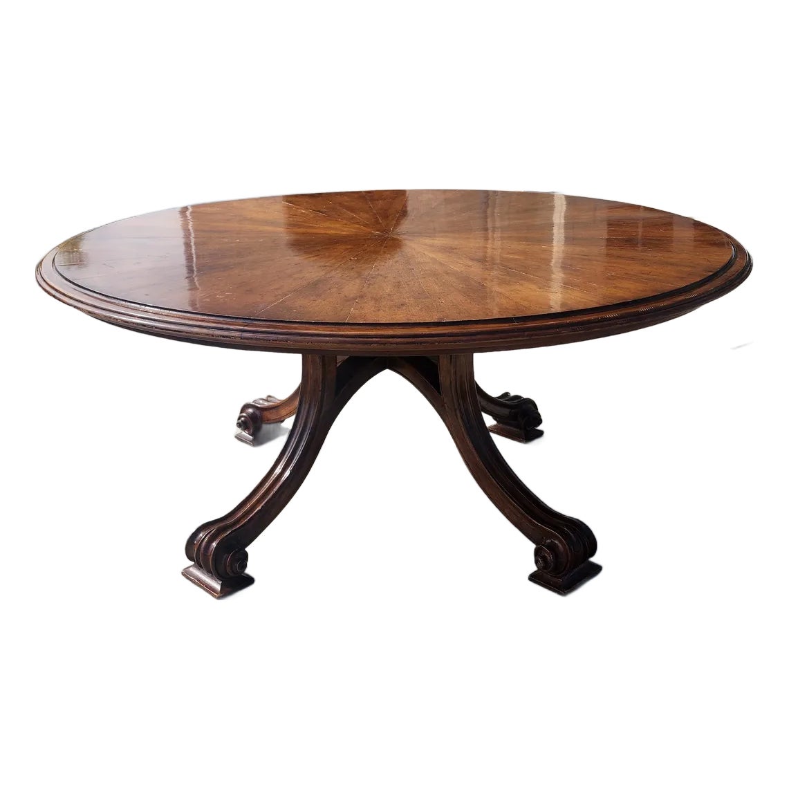 Therian Volute Round Dining Table With Extension Leaves | Chairish