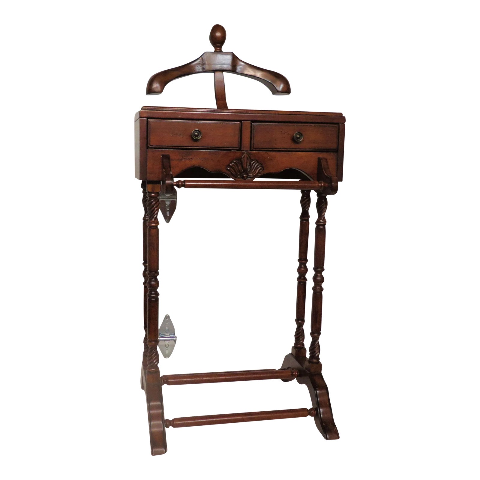 Men's Vintage Victorian Style Oak Valet | Chairish