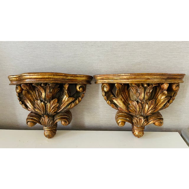 1970s Pair of Baroque Style Wall Brackets Sconces | Chairish