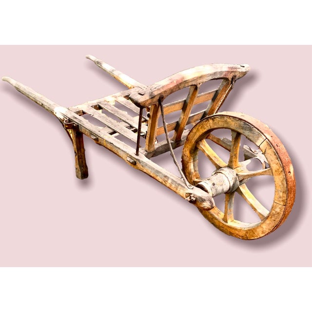 Antique Country French Oak Farm Cart/Wheelbarrow | Chairish