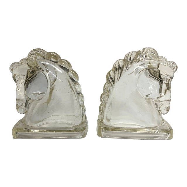 Vintage Art Deco Glass Horse Bookends - a Pair | Chairish