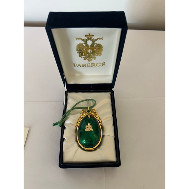 Faberge Vintage Guilloche Emerald Green Enamel Egg Ornament, Made in ...