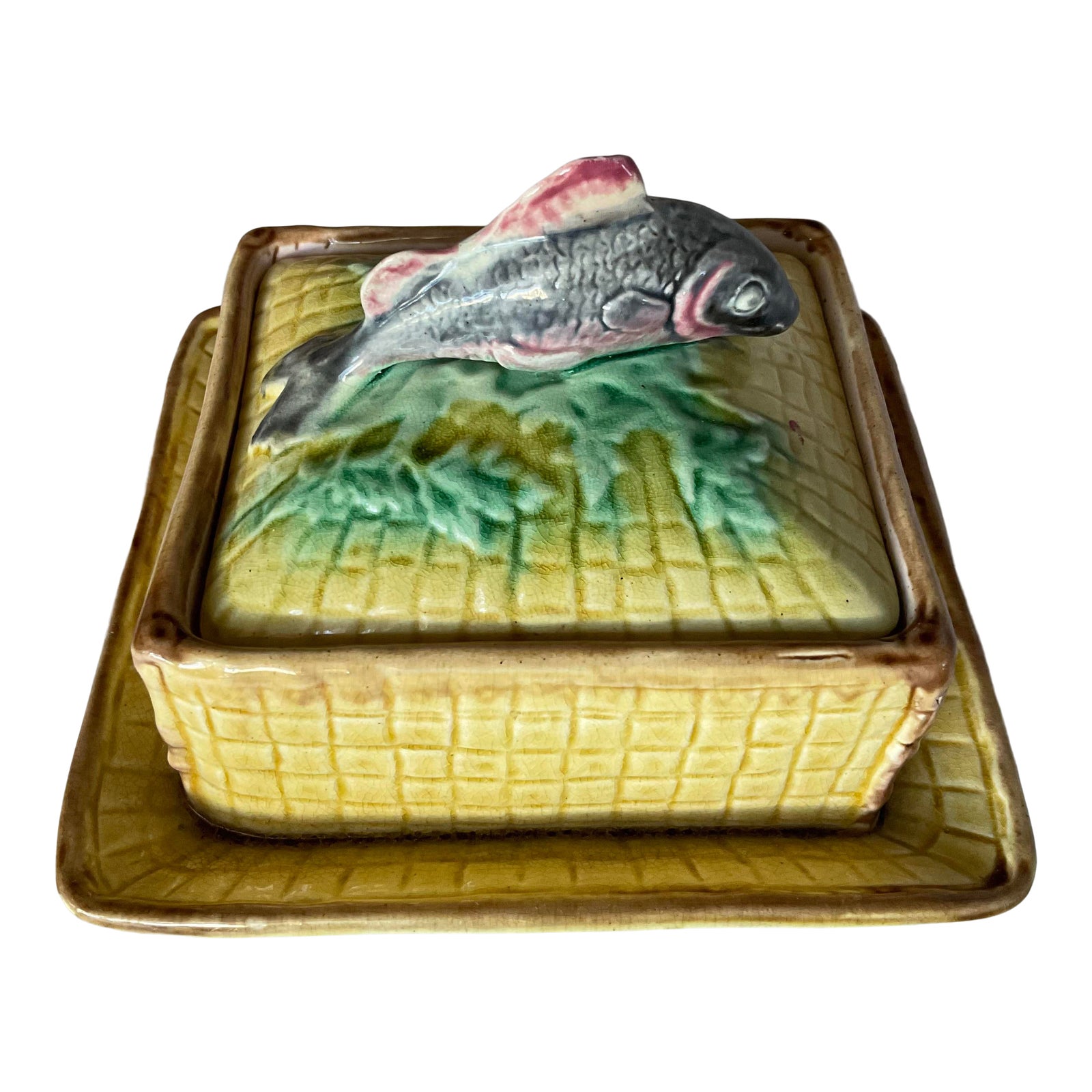 Antique Majolica Sardine Box Circa 1890-99 | Chairish