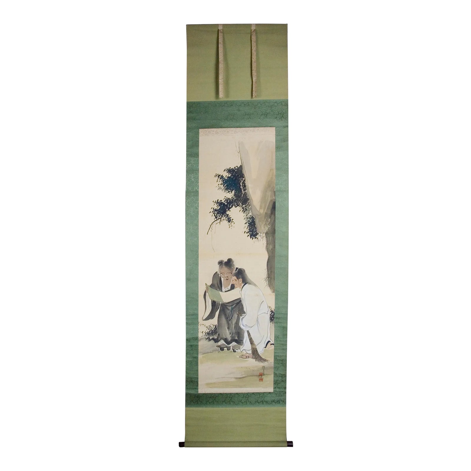 Early 20th Century Japanese Scroll of Cold Mountain and Pickup | Chairish