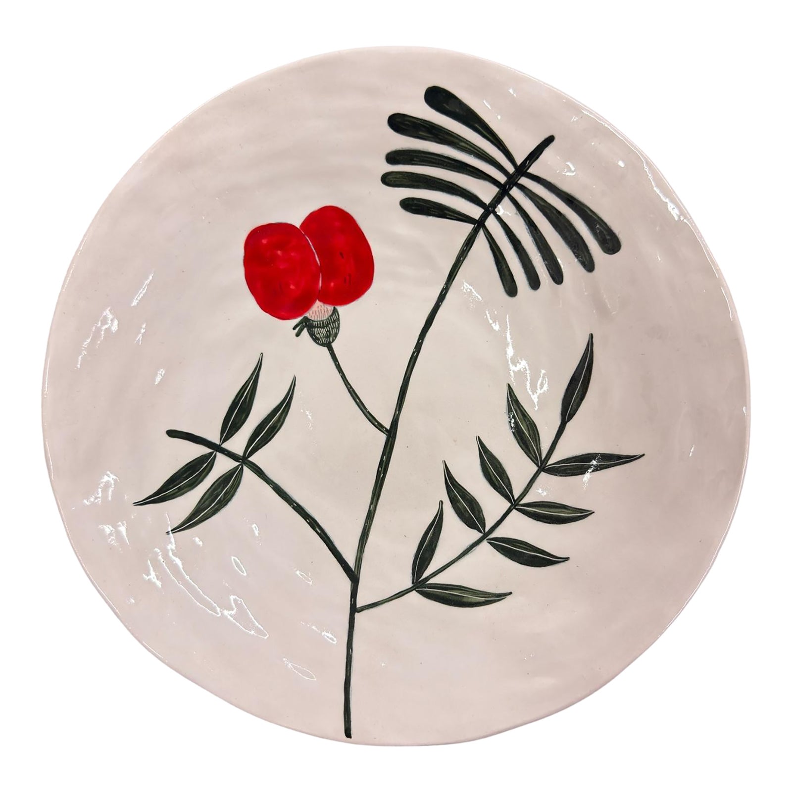 Hand Painted Plates by Gemma Orkin - Red | Chairish