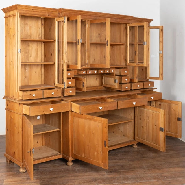 Large Pine Cabinet Bookcase Cupboard, Reproduction From Hungary | Chairish