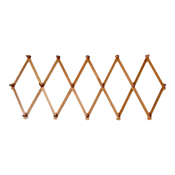 Vintage Wood Accordion Wall Rack | Chairish