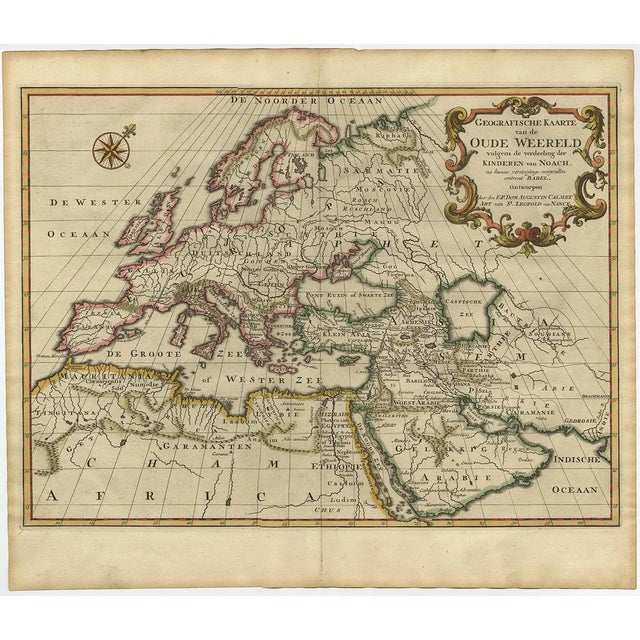 Antique World Map of Europe, Asia and Northern Africa, 1725 | Chairish