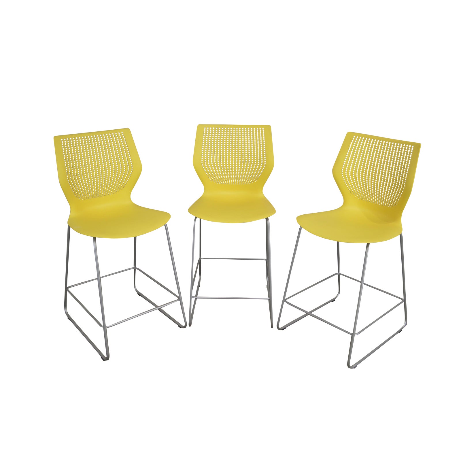 Knoll Multigeneration Set of 3 Yellow Counter Stools | Chairish