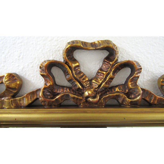 1970s Carolina Mirror Company Gold Framed Beveled Mirror With Ribbon ...