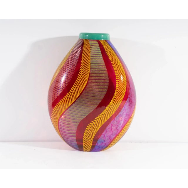 Ken and Ingrid Hanson Signed 2019 Art Glass Vase | Chairish