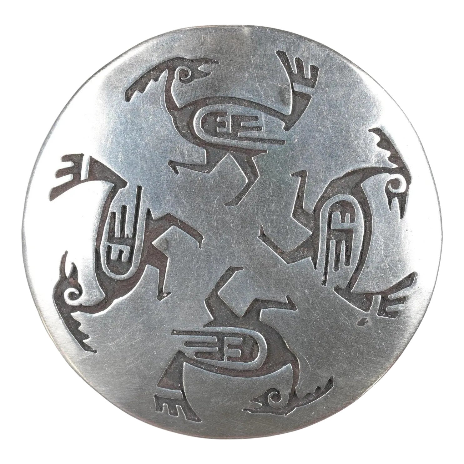 Large Vintage Native American Overlay Roadrunner pendant sterling ...