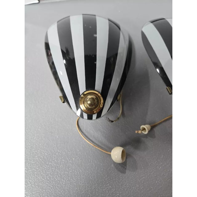 1950's Italian Mid Century Modern Murano Black/ White Striped Art Glass ...