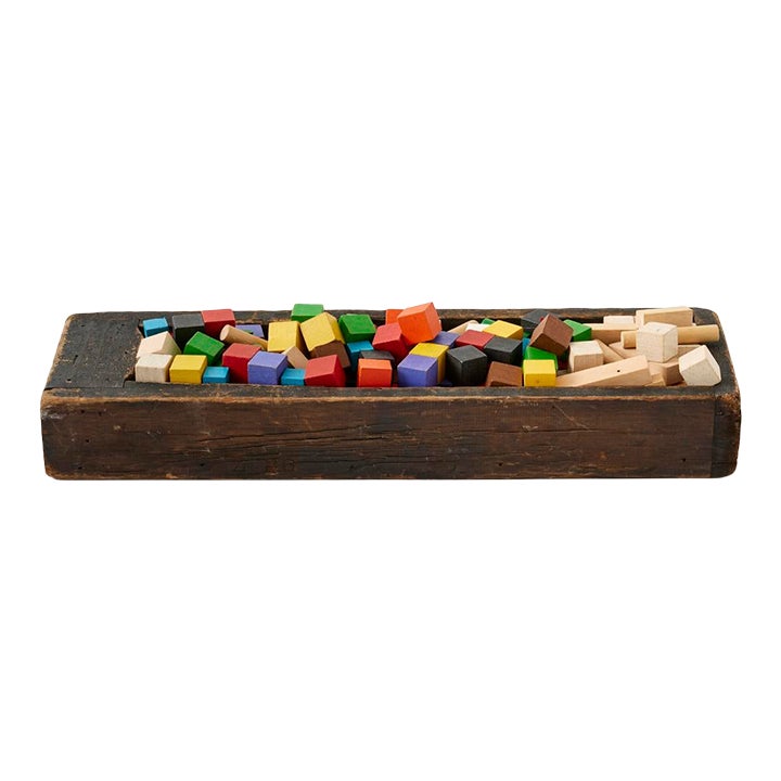 Set of 150 Pieces Vintage Blocks in Wooden Trough | Chairish
