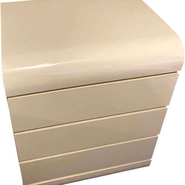 80's Postmodern 3 Drawer Waterfall Front Cream Toned Laminate ...