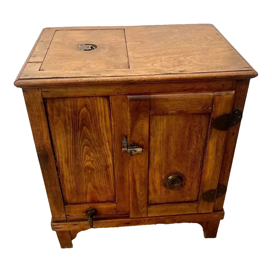 Italian Antique Ice Box Two Storage Cabinets Four Racks Top Access ...