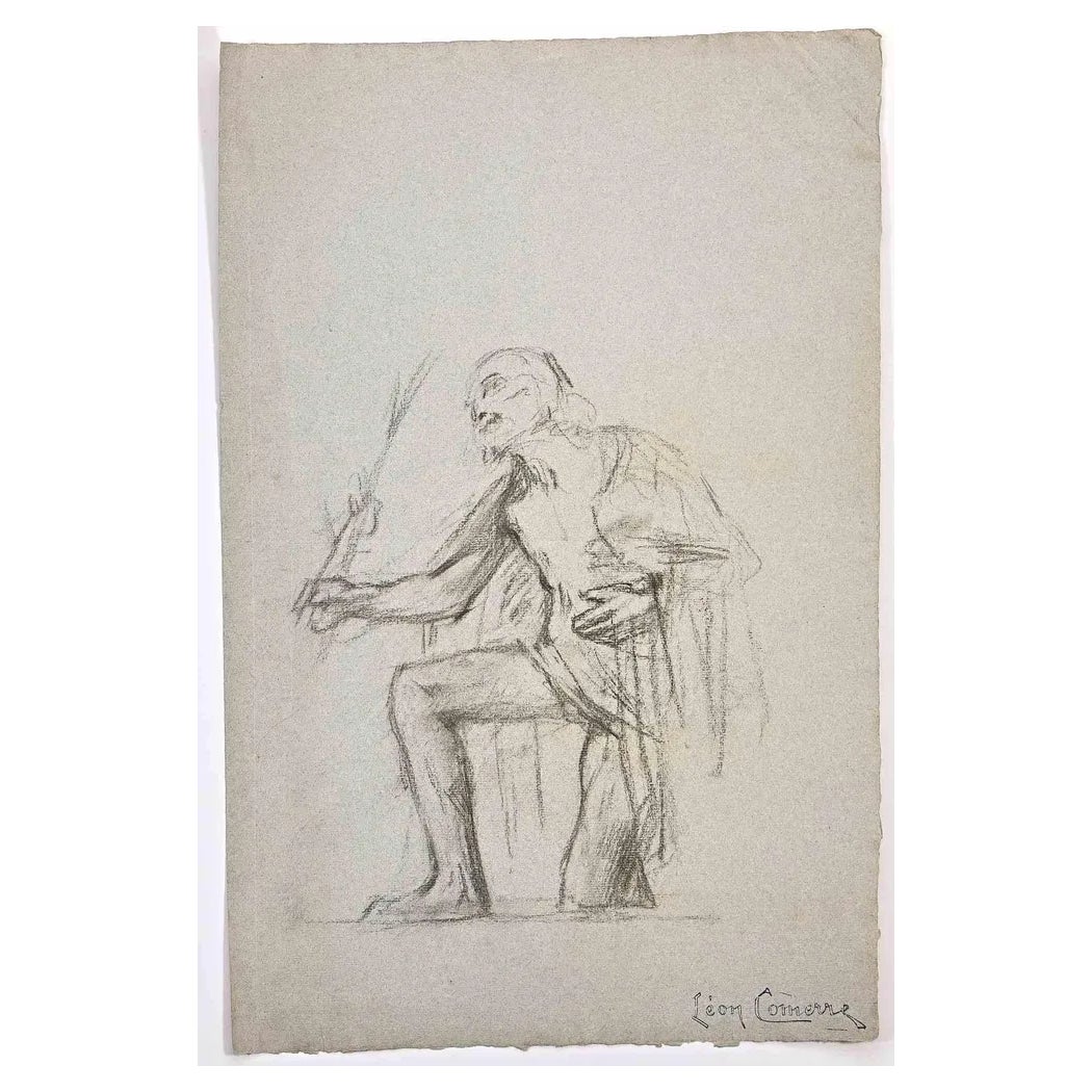 Léon-François Comerre, Figure of Man, Original Drawing, Late 19th ...