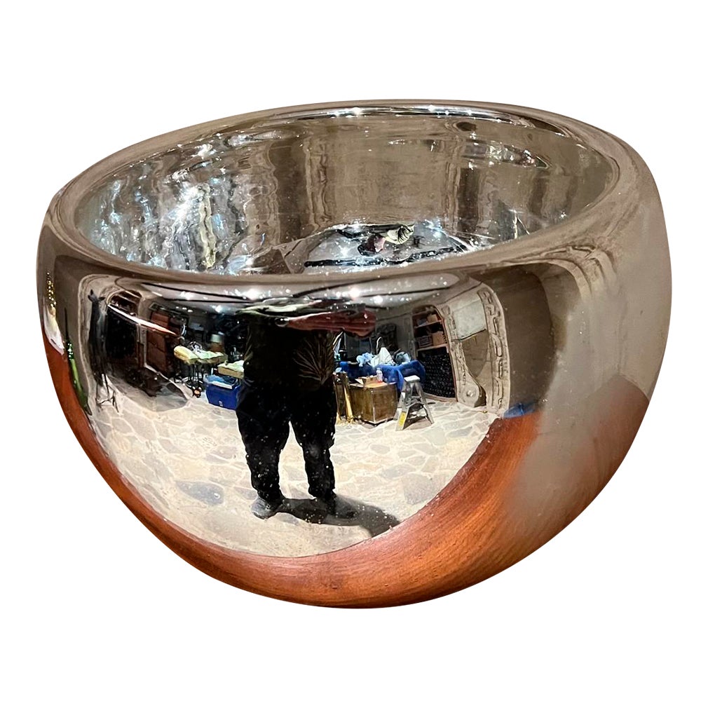 1950s Silver Large Mercury Glass Bowl Style Luis Barragan Mexico | Chairish