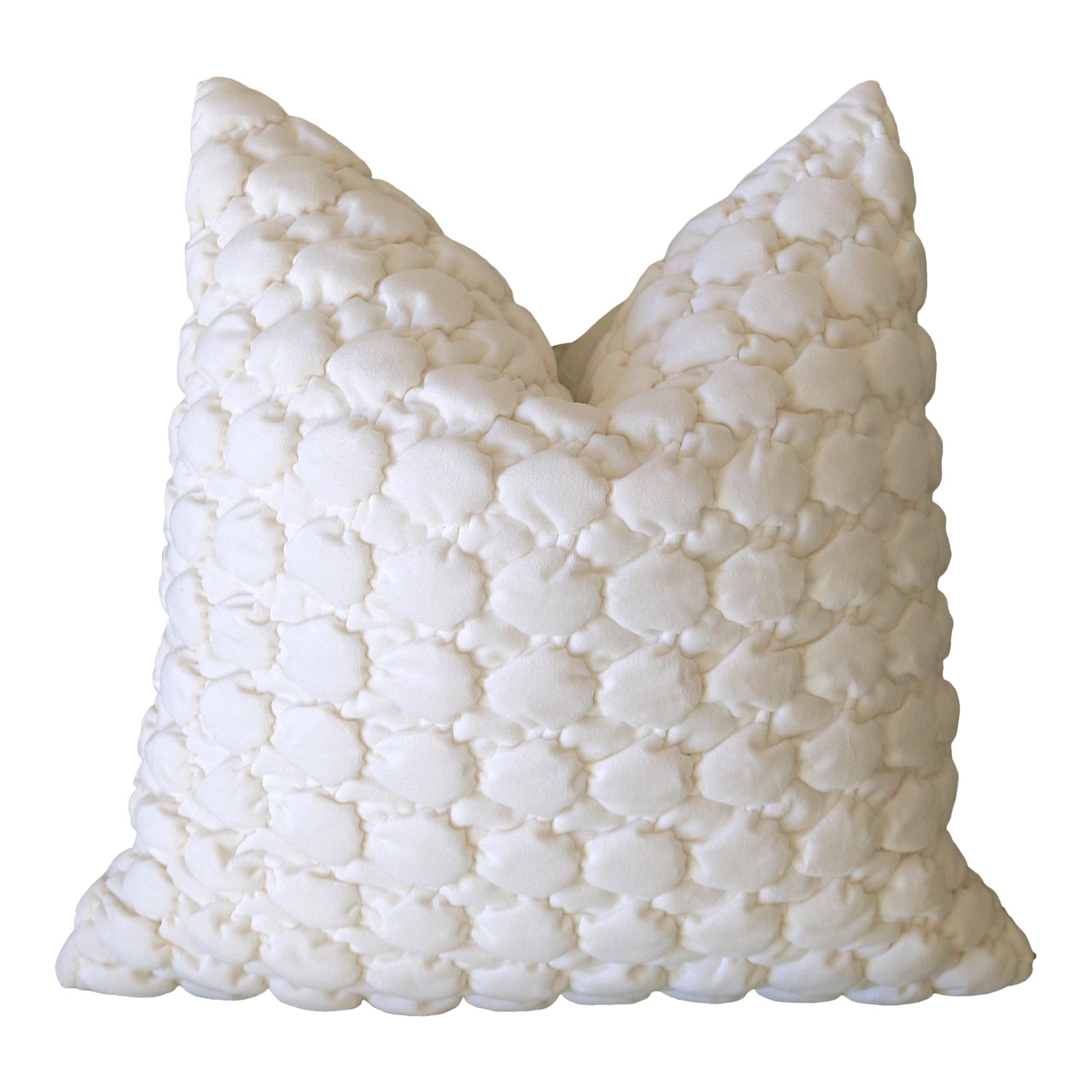 Ivory Smocked Velvet Pillow Cover 16x16 | Chairish