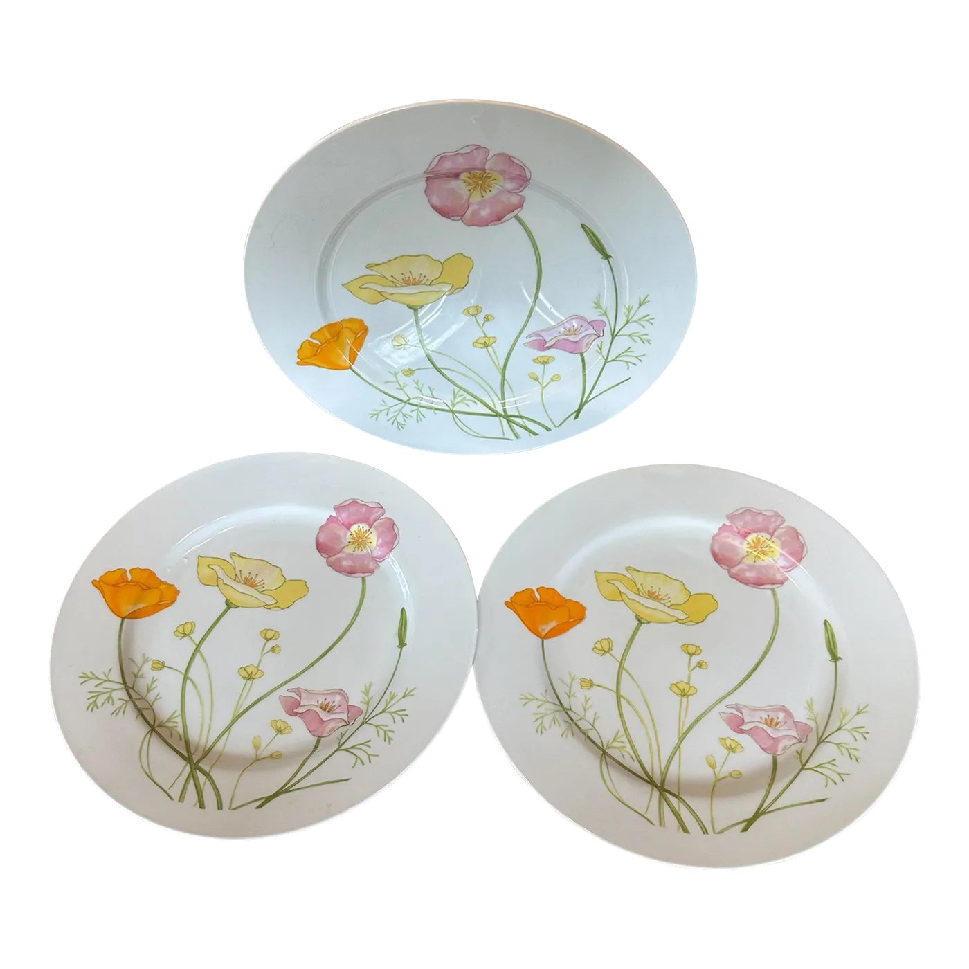 Vintage Jardin Genevieve Dinner Plates- Set of 3 | Chairish