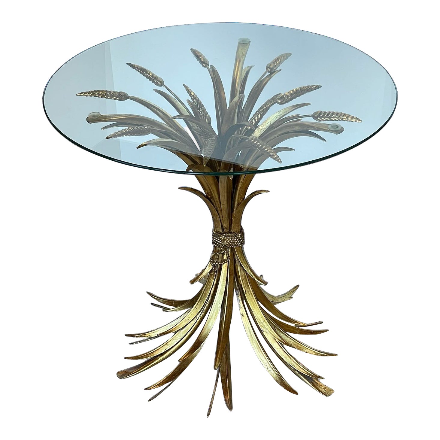 1940s Gilded Wheat Sheaf Side Table | Chairish