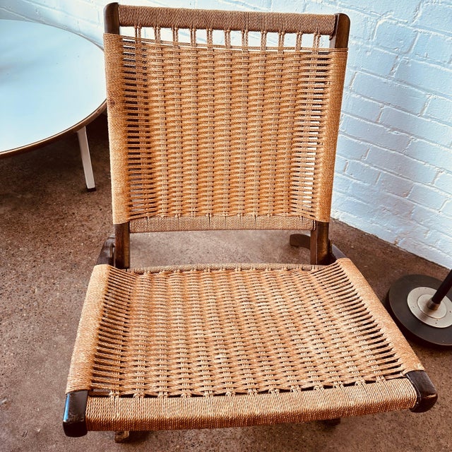 Vintage Hans Wegner Paper Cord Folding Rope Chair | Chairish
