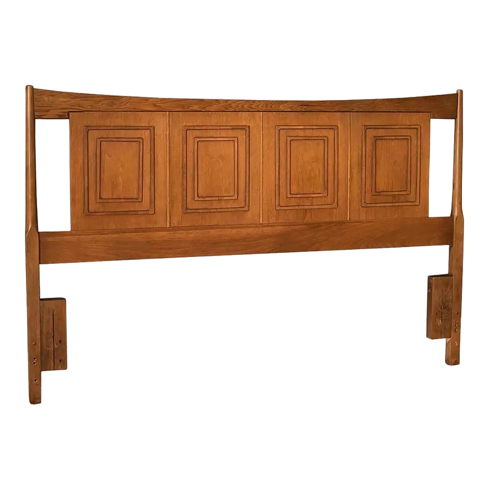 1960s Mid Century Modern Sculptura Walnut Headboard by Broyhill | Chairish