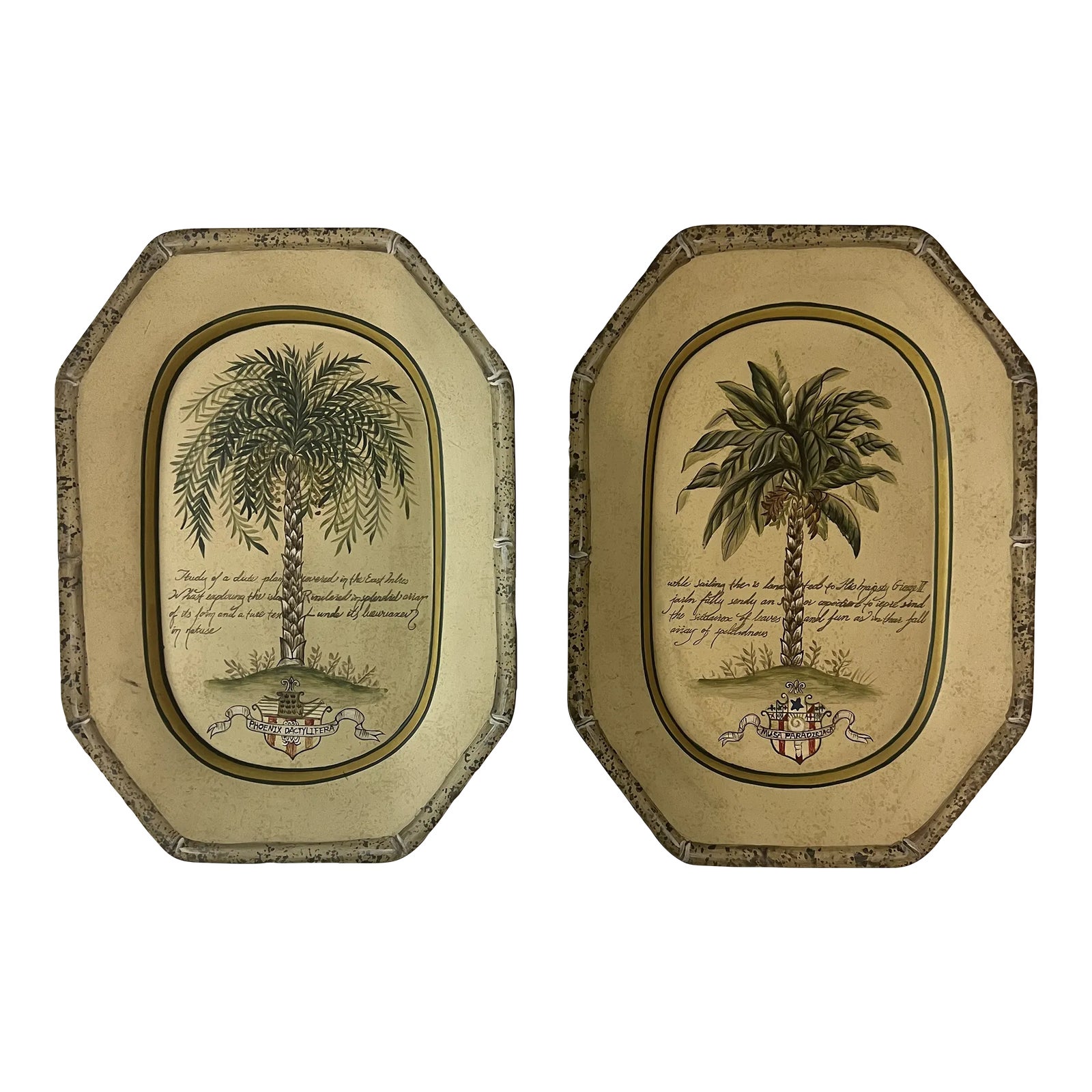 Vintage Palm Beach Regency Hand Painted Decorative Palm Tree Trays by ...